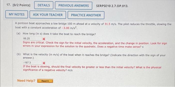 Solved 17. [0/2 Points] DETAILS PREVIOUS ANSWERS SERPSE10 | Chegg.com
