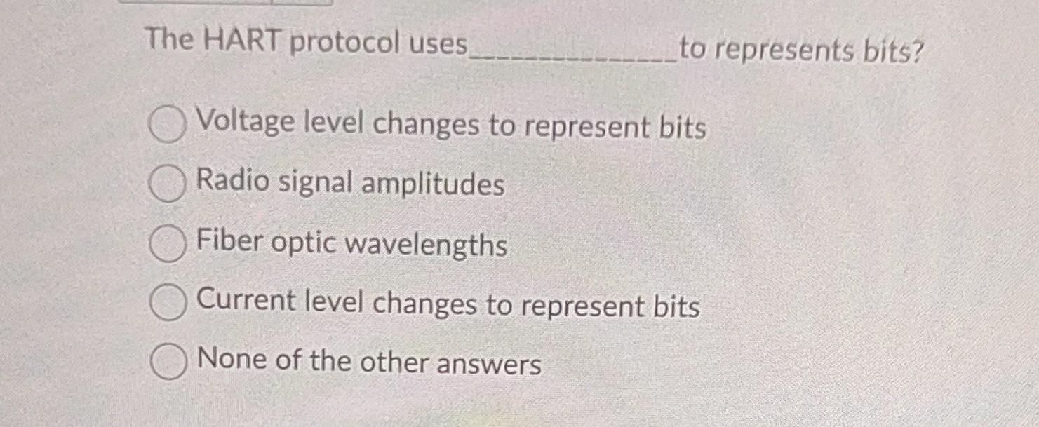 Solved The HART protocol uses to represents bits? Voltage | Chegg.com