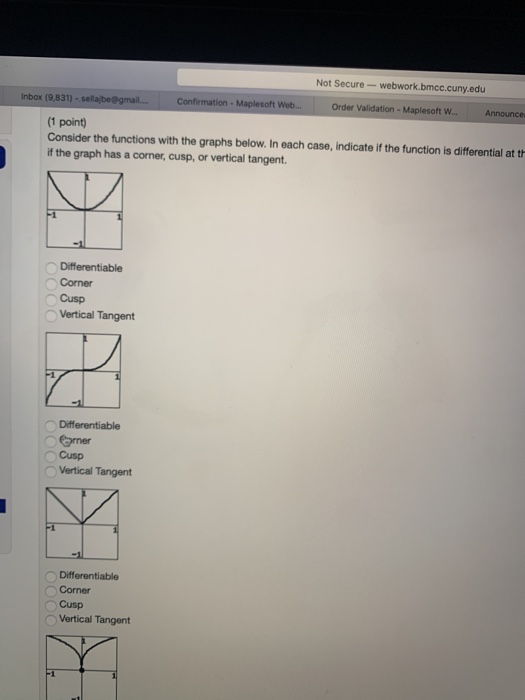 Solved Not Secure - webwork.bmcc.cuny.edu Inbox (9,831) - | Chegg.com