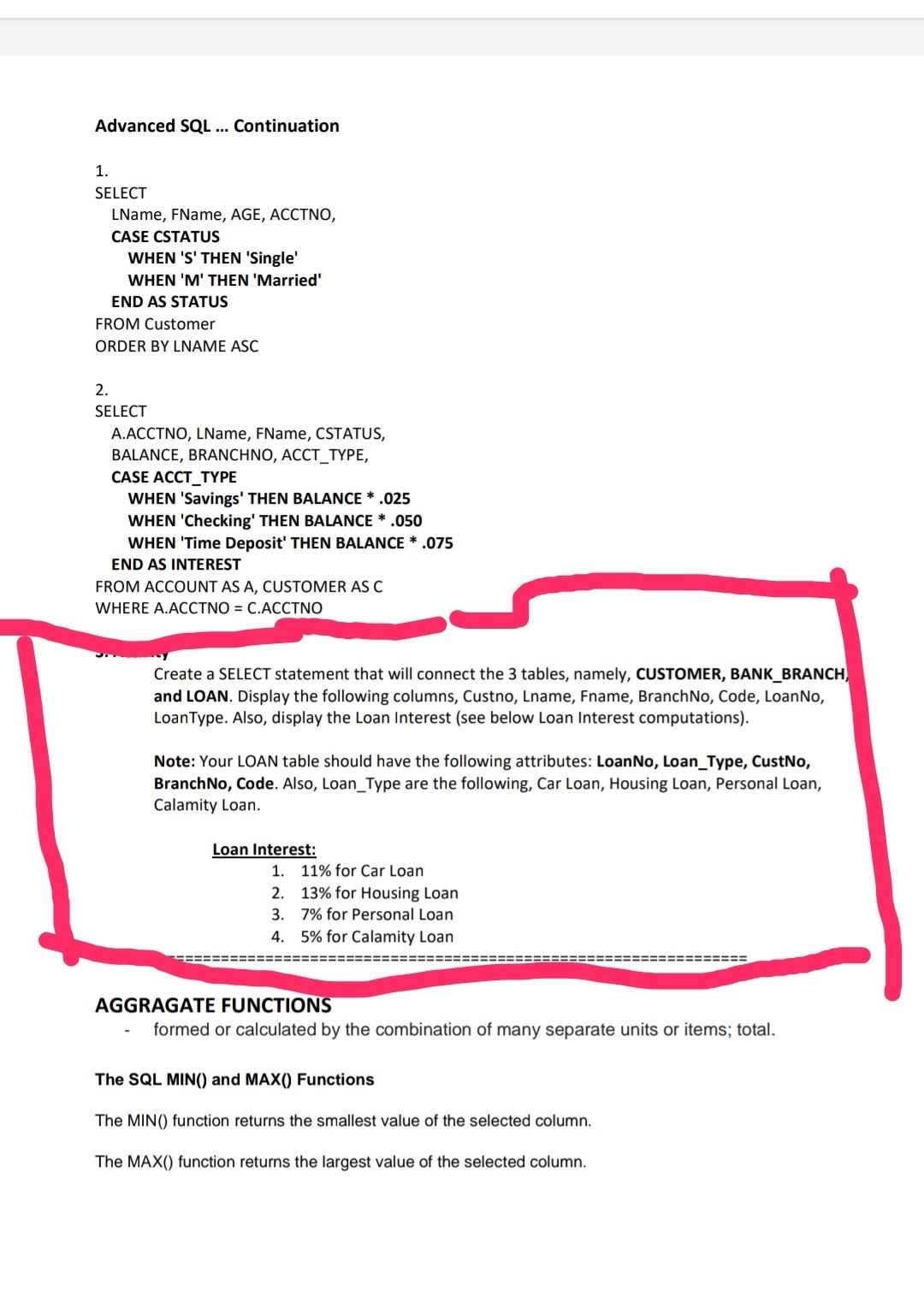 Solved Advanced SQL ... Continuation 1. SELECT LName, FName, | Chegg.com