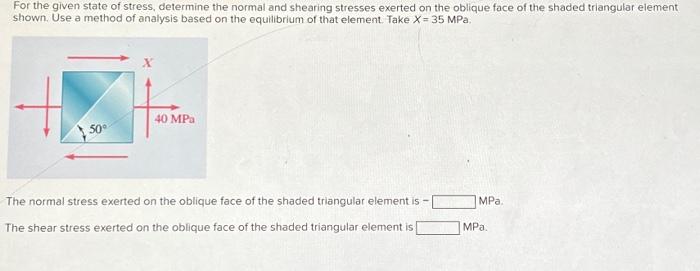 Solved For the given state of stress, determine the normal | Chegg.com