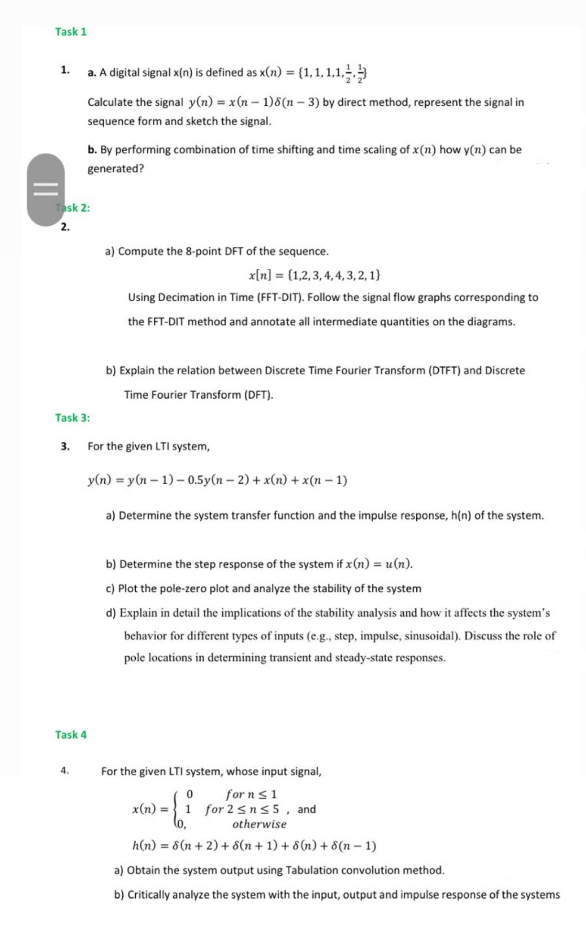 Solved Task 1a. ﻿A digital signal x(n) ﻿is defined as | Chegg.com