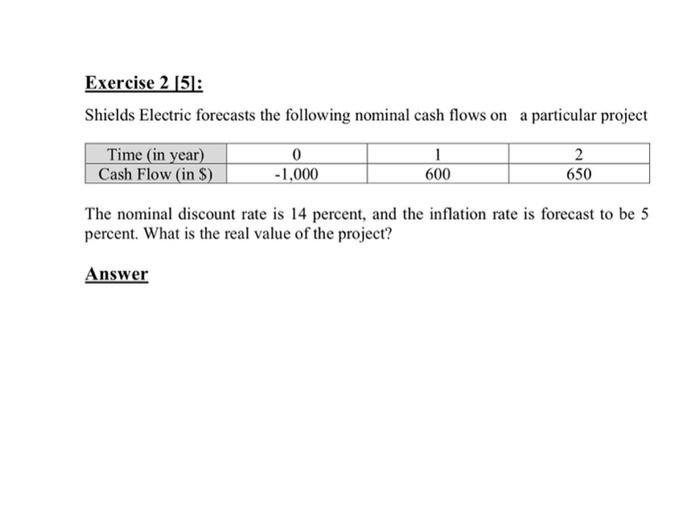 Solved Exercise 2 [5]: Shields Electric forecasts the | Chegg.com