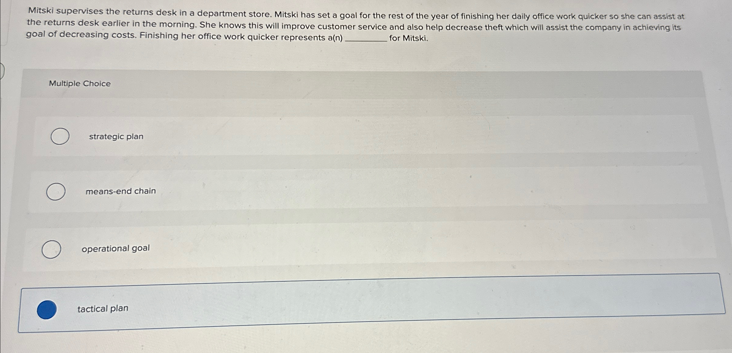 Solved Mitski supervises the returns desk in a department | Chegg.com