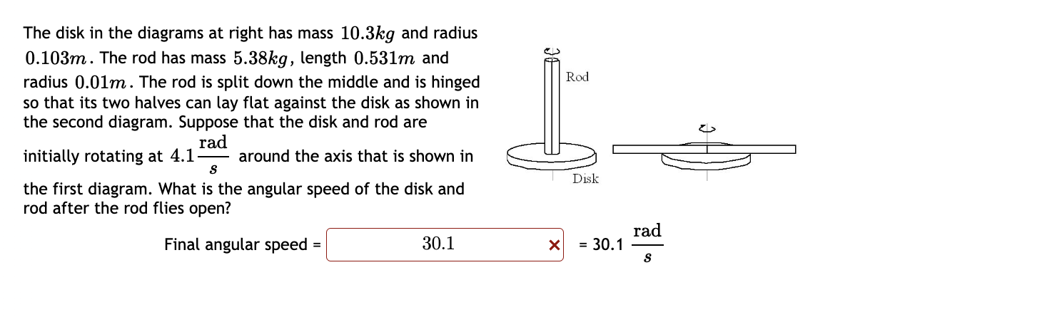 Solved The disk in the diagrams at right has mass 10.3kg | Chegg.com