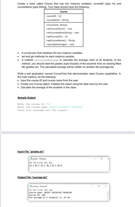 Solved Create a class callod Course that has two instance | Chegg.com