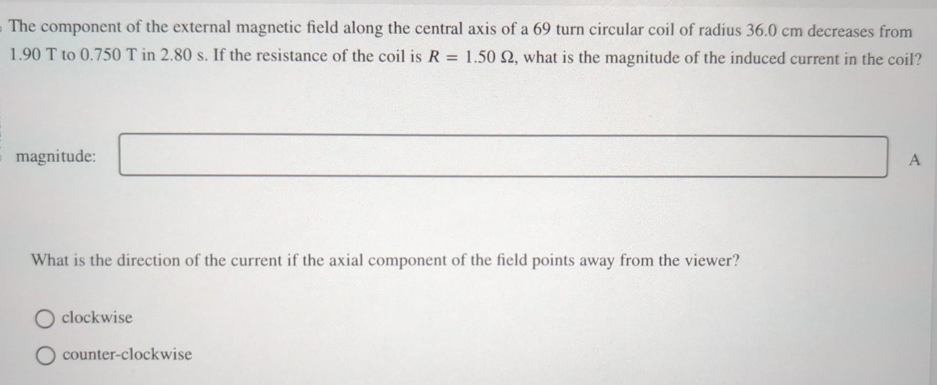 Solved The component of the external magnetic field along | Chegg.com