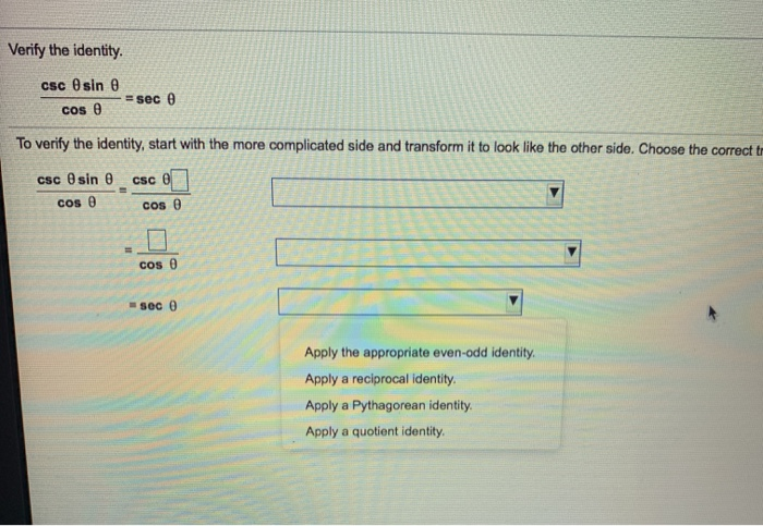 Solved Verify the identity csc sin 50 COS To verify the | Chegg.com