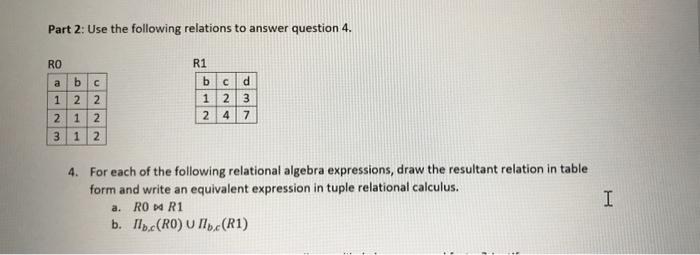 Solved Part 2: Use the following relations to answer | Chegg.com
