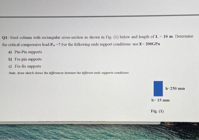 Solved Q1: Steel column with rectangular cross-section as | Chegg.com