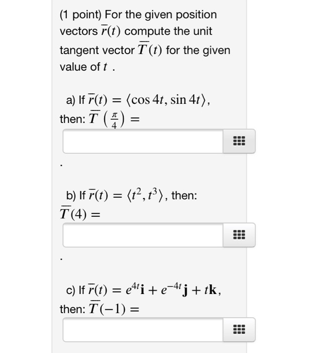 Solved (1 point) Find the vectors below for the | Chegg.com