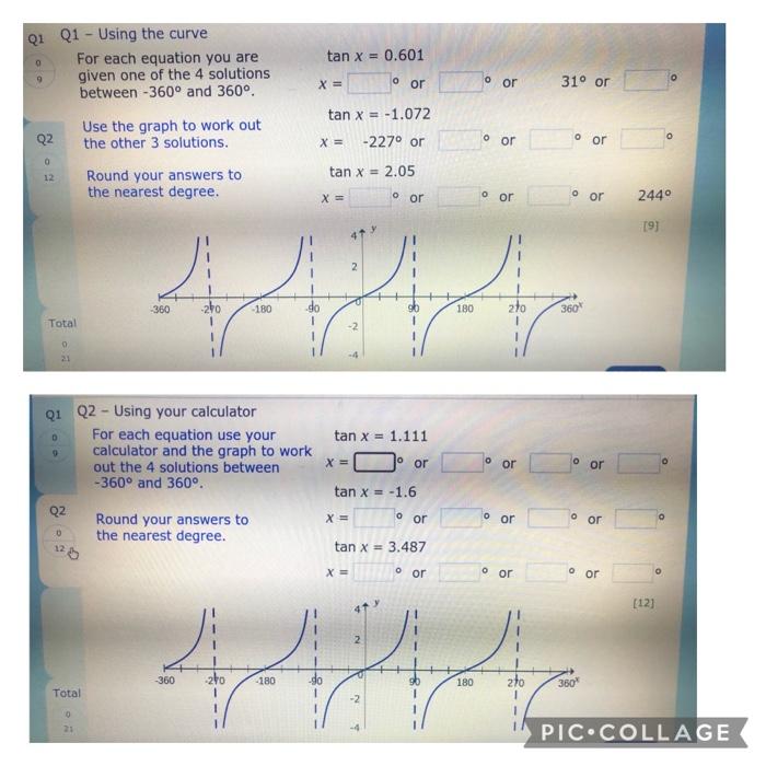 Solved tan x = 0.601 X = oor oor 31° or Qi Q1 - Using the | Chegg.com