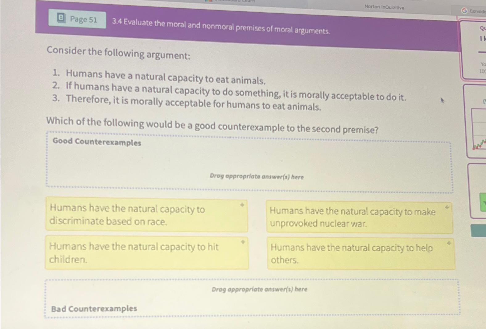 Solved 3.4 ﻿Evaluate the moral and nonmoral premises of | Chegg.com