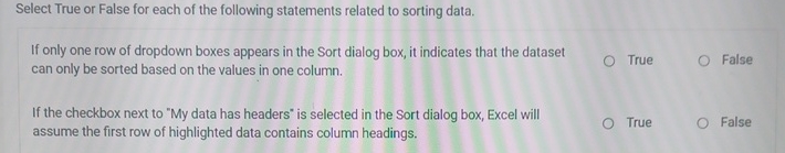 Solved Select True or False for each of the following | Chegg.com