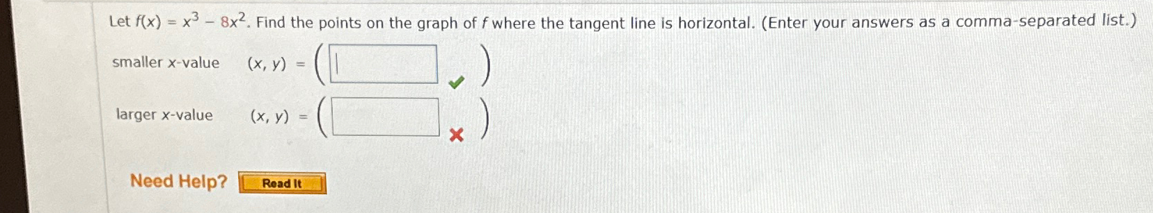 Solved Let f(x)=x3-8x2. ﻿Find the points on the graph of f | Chegg.com