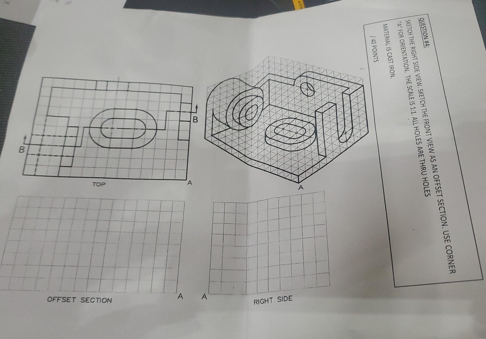 Sketch the right side view. Sketch the front view as | Chegg.com