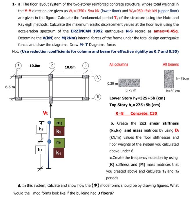 Solved 1- a. The floor layout system of the two-storey | Chegg.com