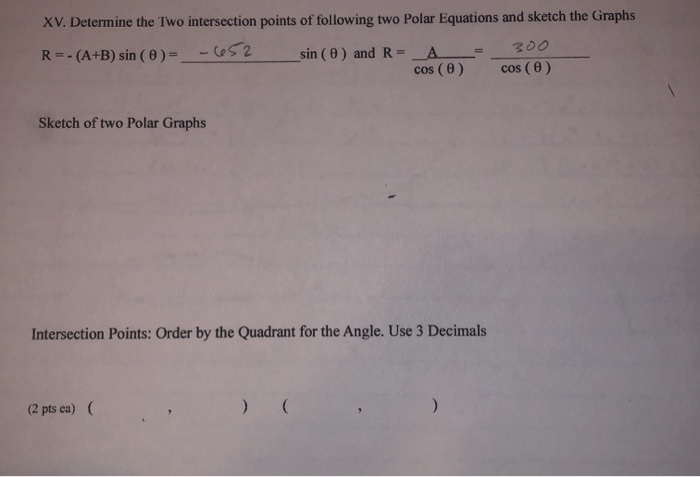 Solved XV. Determine the Two intersection points of | Chegg.com
