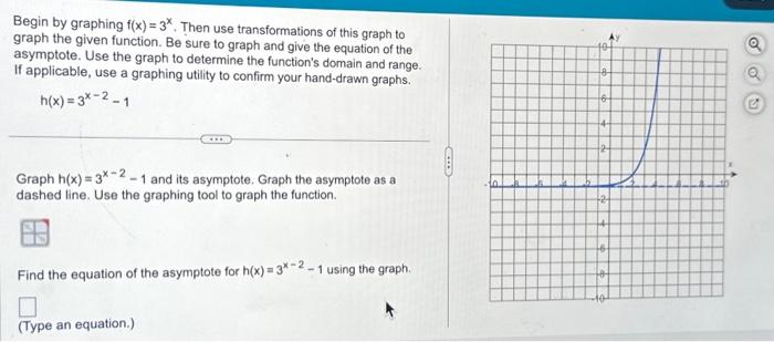 Solved Begin by graphing f(x)=3x. Then use transformations | Chegg.com