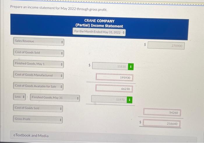 Solved Prepare an income statement for May 2022 through | Chegg.com