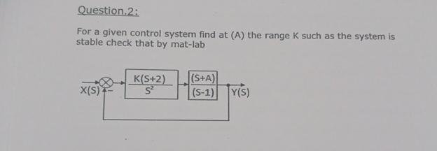 Question.2:For a given control system find at )=(29 | Chegg.com