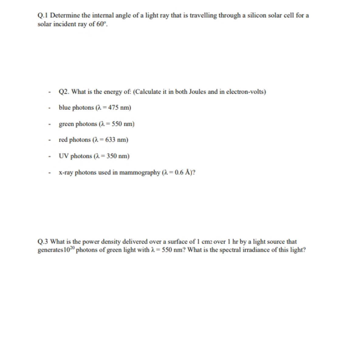 Solved Q. 1 ﻿Determine the internal angle of a light ray | Chegg.com