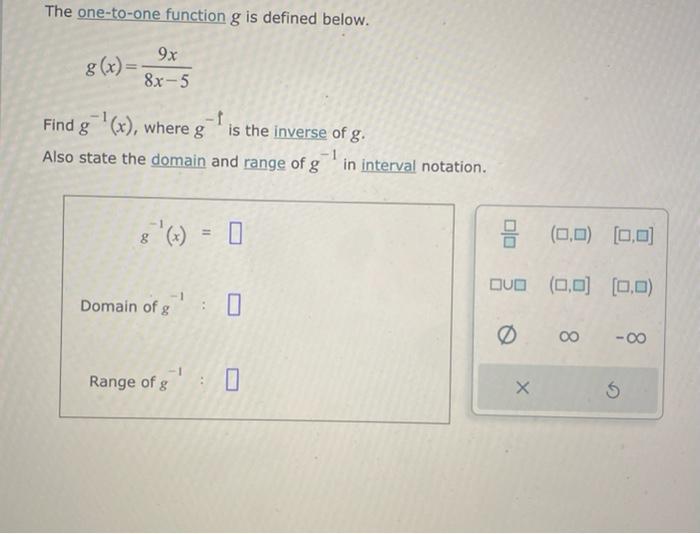 Solved The one-to-one function g is defined below. | Chegg.com