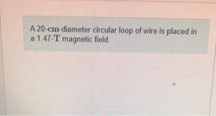 Solved A 20-cm-diameter circular loop of wire is placed in a | Chegg.com