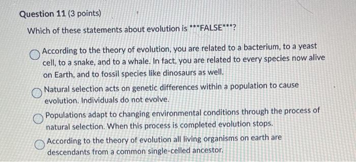 Solved Which of these statements about evolution is | Chegg.com