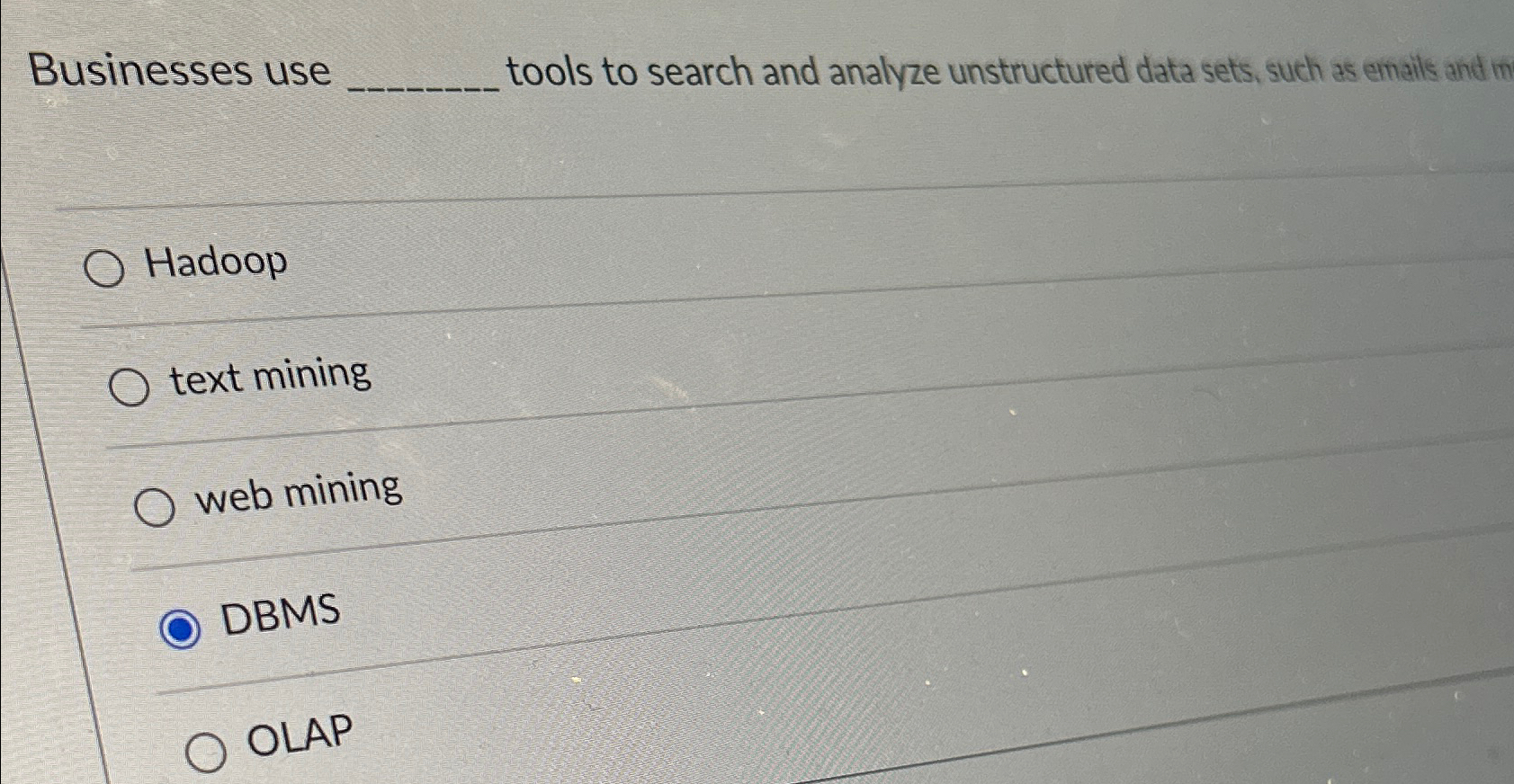 Businesses use tools to search and analyze | Chegg.com