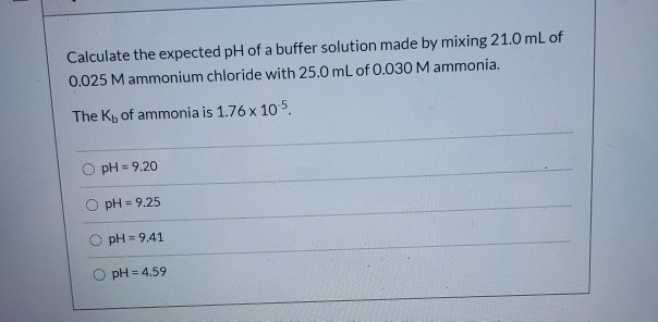Solved Calculate the expected pH of a buffer solution made | Chegg.com