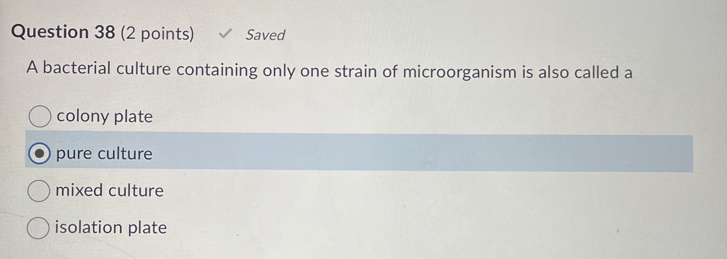 Solved Question 38 (2 points) SavedA bacterial culture | Chegg.com Solved Question 38 (2 points) SavedA bacterial culture | Chegg.com