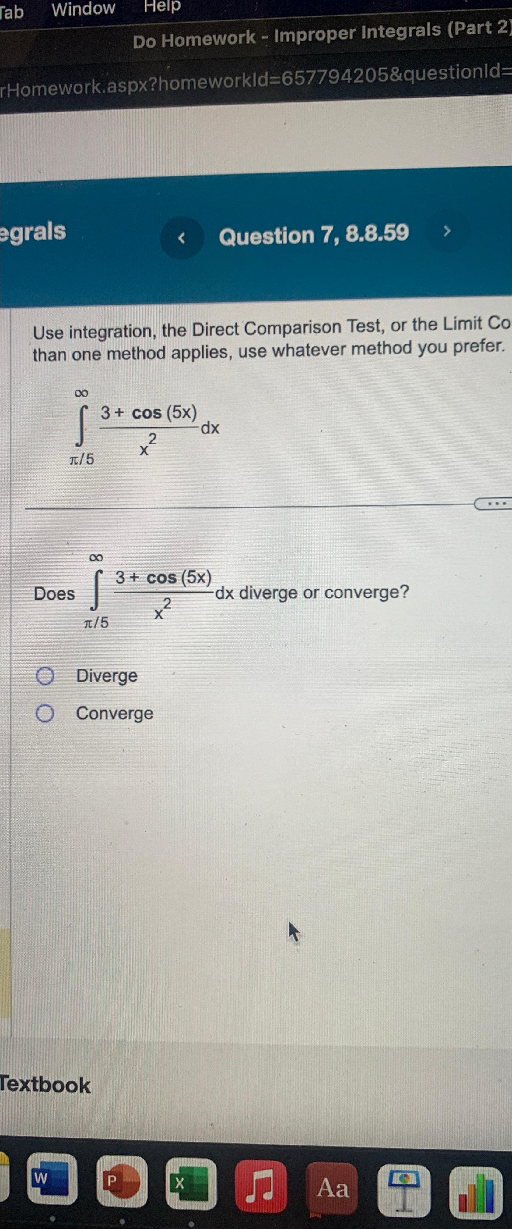 Solved Windowhelpdo Homework ﻿improper Integrals Part 1408
