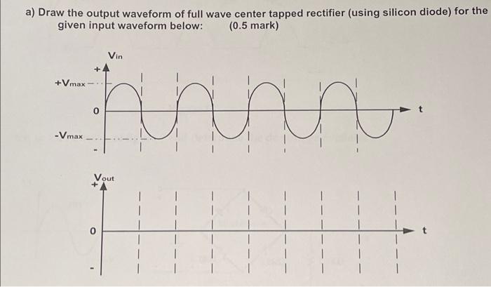 Solved a) Draw the output waveform of full wave center | Chegg.com
