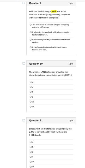 (Solved) : Question 9 1pts Following True Switched Ethernet Using ... (Solved) : Question 9 1pts Following True Switched Ethernet Using ...