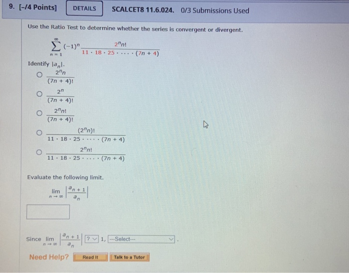 Solved 9. [-14 Points] DETAILS SCALCET8 11.6.024. 0/3 | Chegg.com