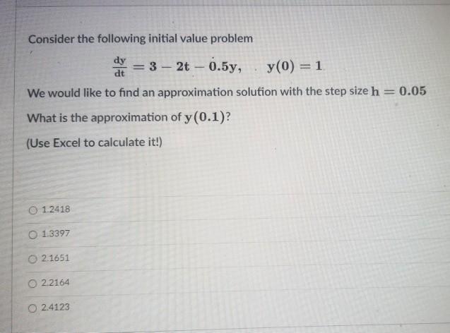 Solved Consider the following initial value problem dy = 3 - | Chegg.com