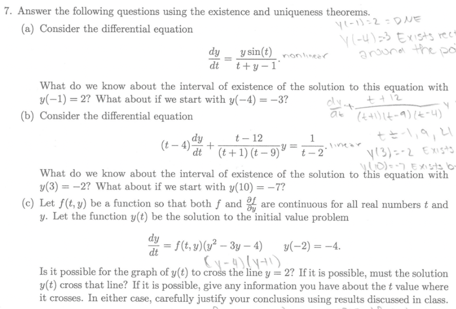 Solved Answer the following questions using the existence | Chegg.com