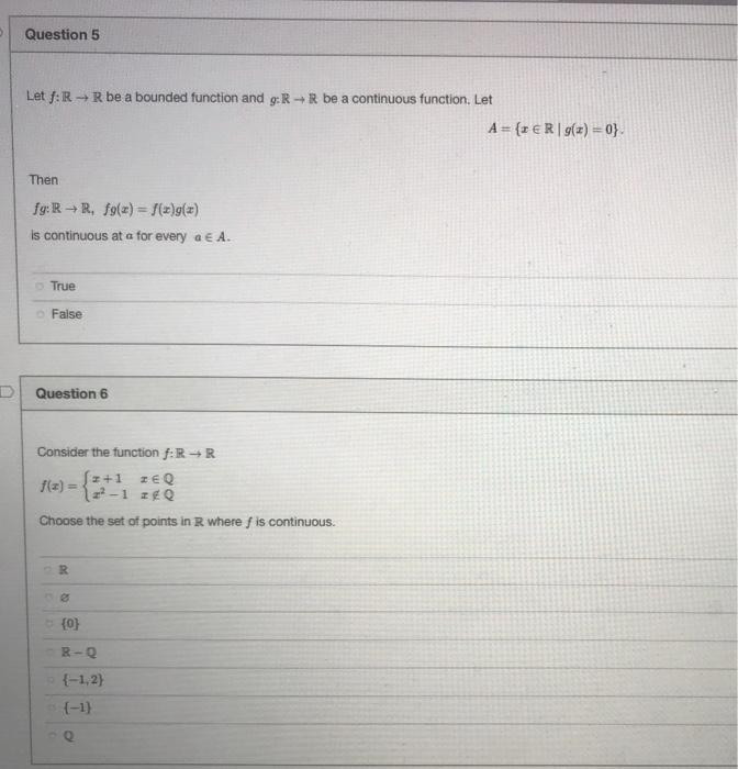 Solved Question 5 Let f: Rbe a bounded function and g: R - R | Chegg.com