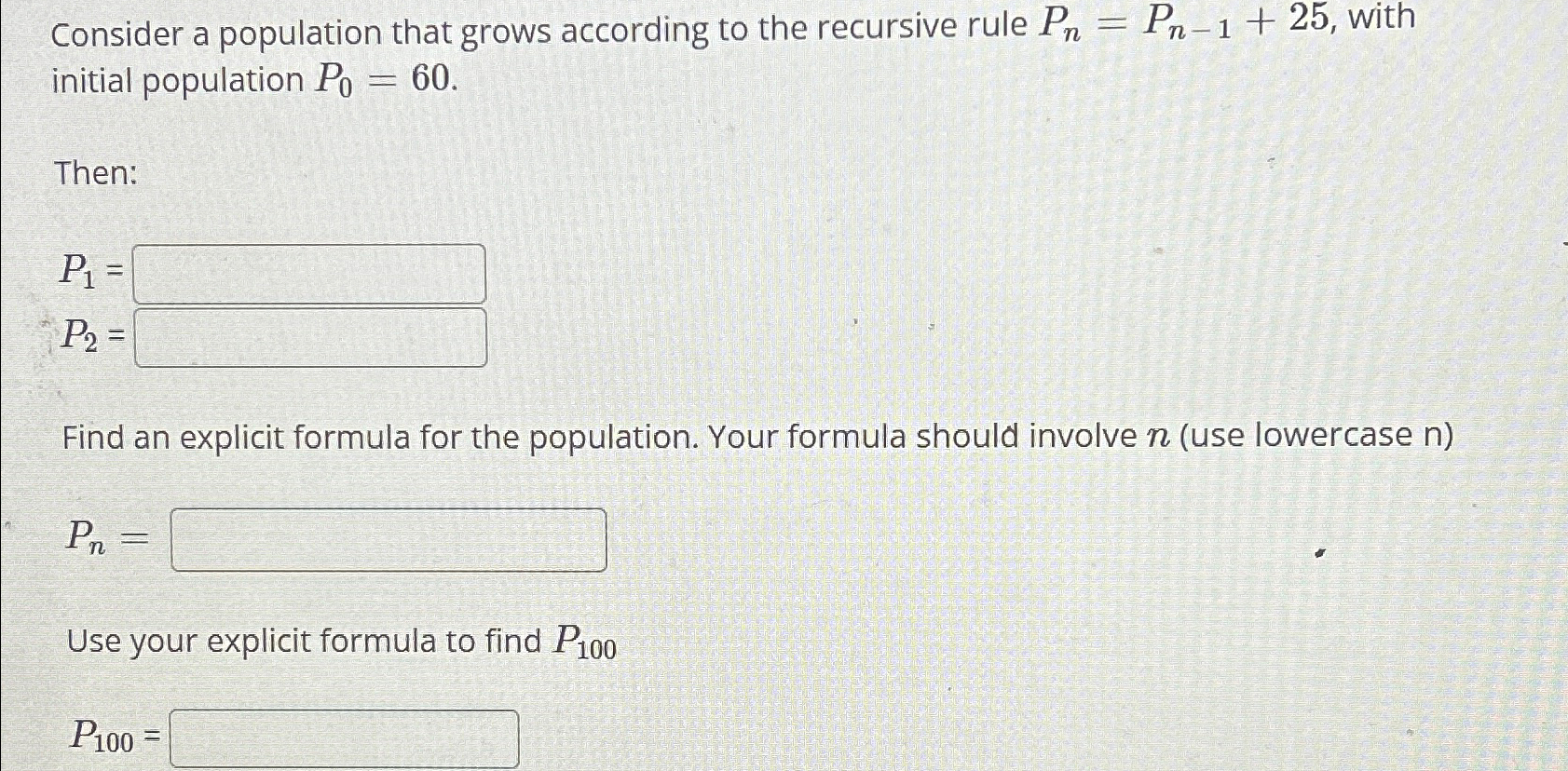 Solved Consider a population that grows according to the | Chegg.com