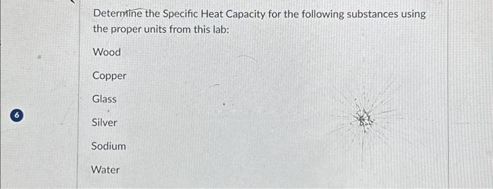 Solved 6 Determine the Specific Heat Capacity for the | Chegg.com
