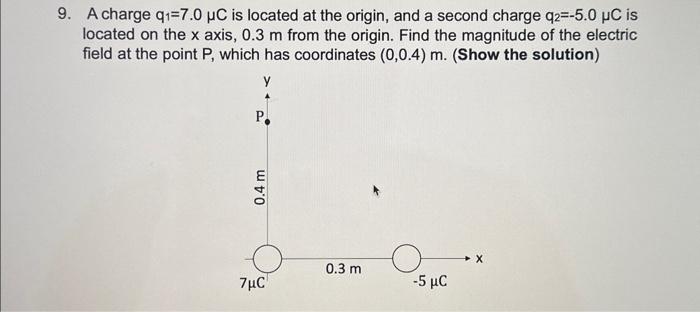 Solved 9. A charge q1=7.0μC is located at the origin, and a | Chegg.com