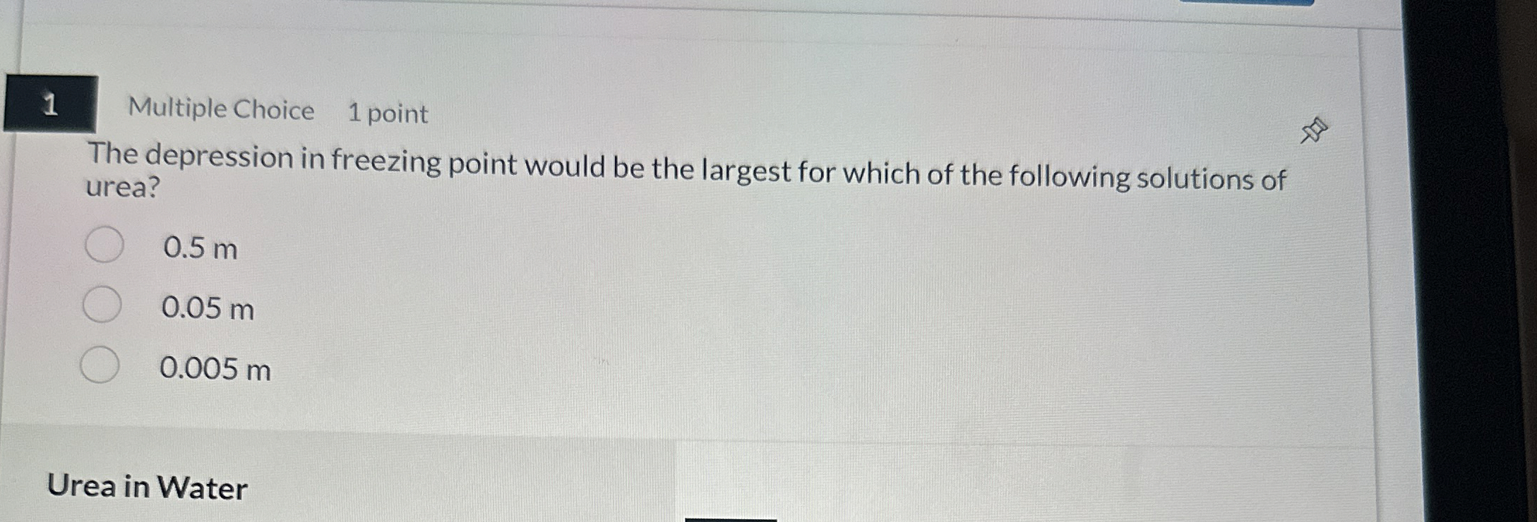 Solved 1Multiple Choice1 ﻿pointThe depression in freezing | Chegg.com