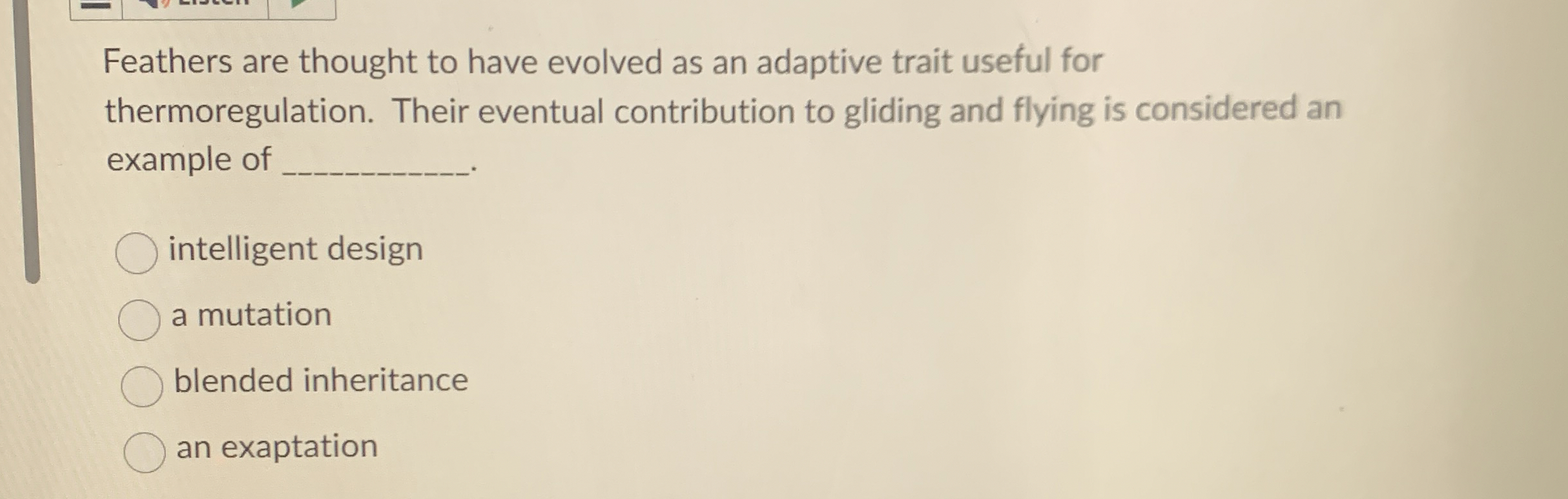 Solved Feathers are thought to have evolved as an adaptive | Chegg.com