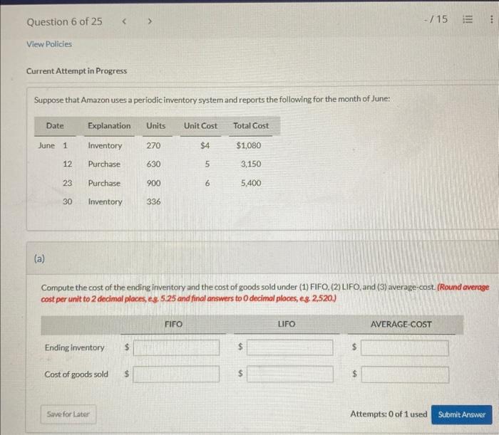 Solved Current Attempt in Progress Suppose that Amazon uses | Chegg.com