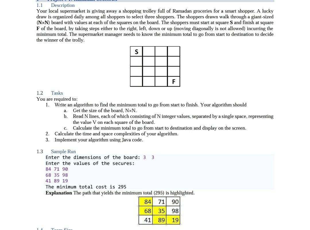 Solved 1.1 Description Your local supermarket is giving away | Chegg.com