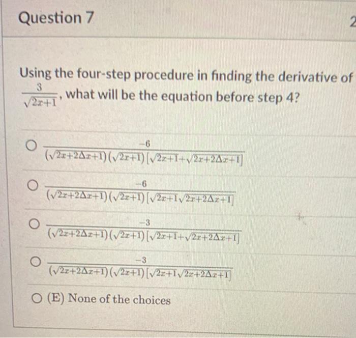 Solved Question 7 Using the four-step procedure in finding | Chegg.com