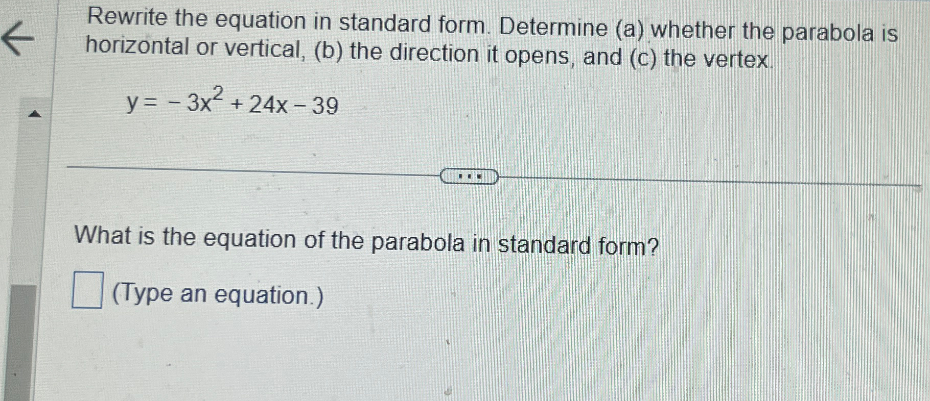 Solved Rewrite the equation in standard form. Determine (a) | Chegg.com