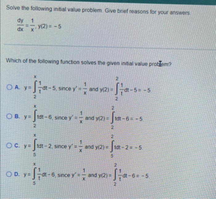 Solved Solve the following intial value problem. Give brief | Chegg.com