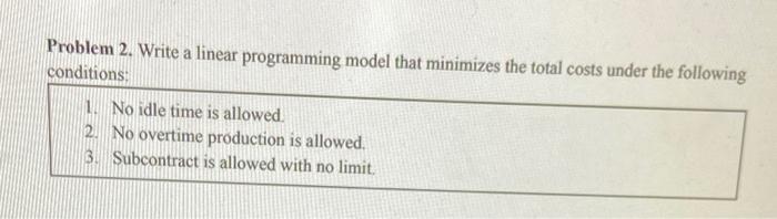 Solved Problem 2. Write a linear programming model that | Chegg.com